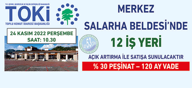 TOKİ Rize'de 12 İş Yerini Açık Artırma İle Satacak