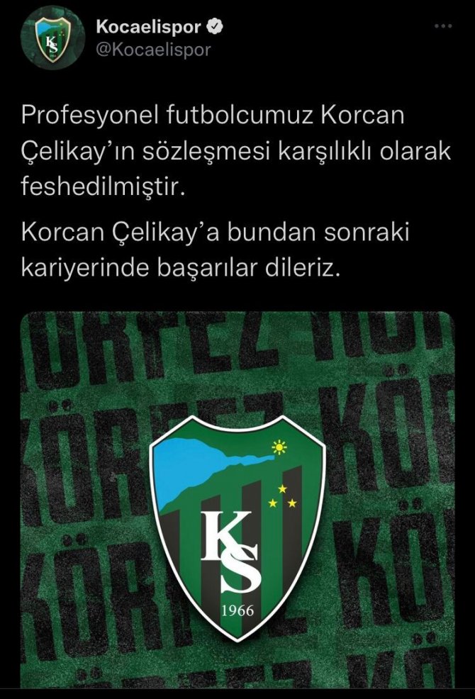 Kocaeli’nde Korcan Çelikay İle Yollar Ayrıldı